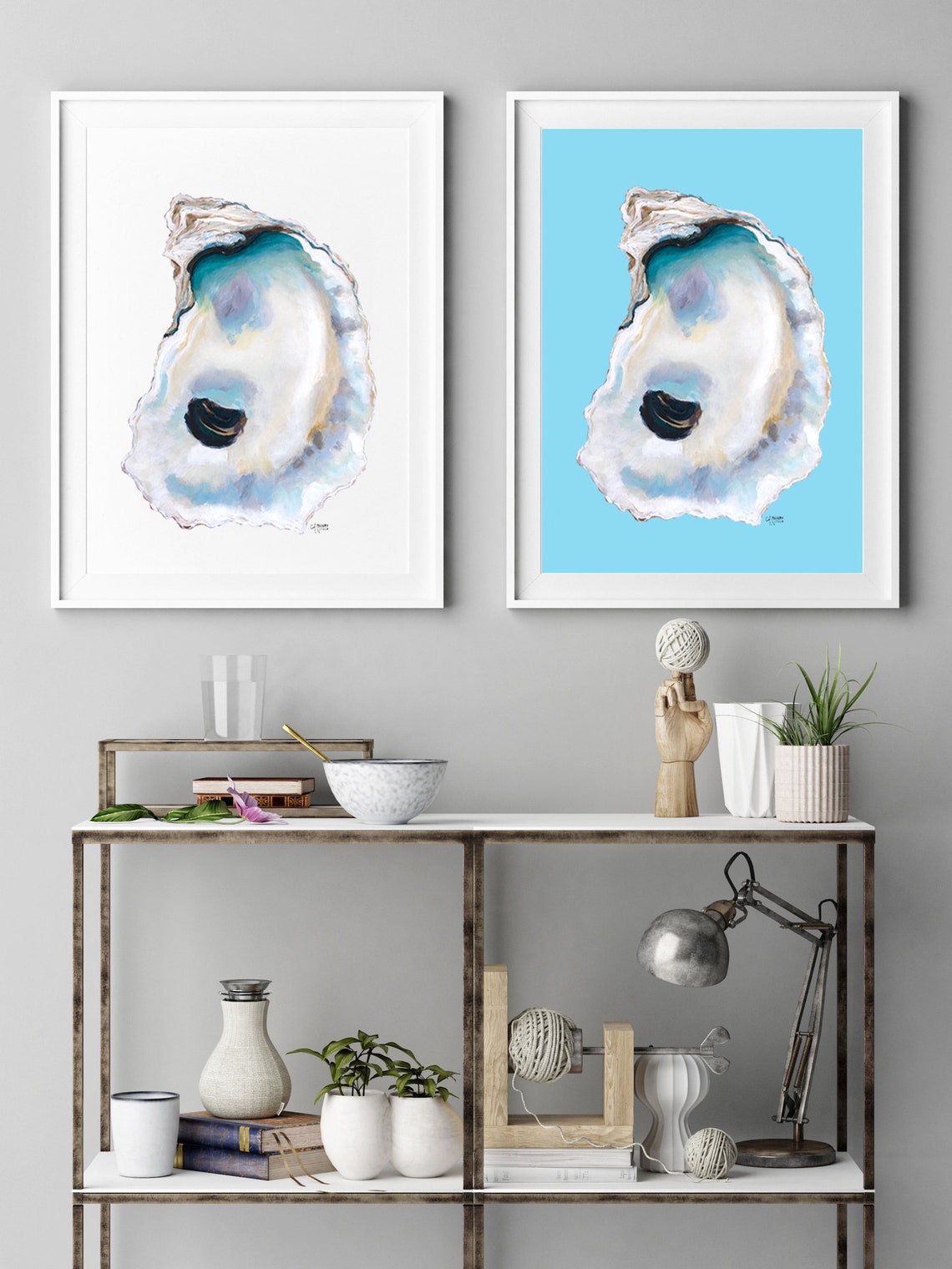Oyster Shell Painting Oyster Art Oyster Shell Print Coastal - Etsy