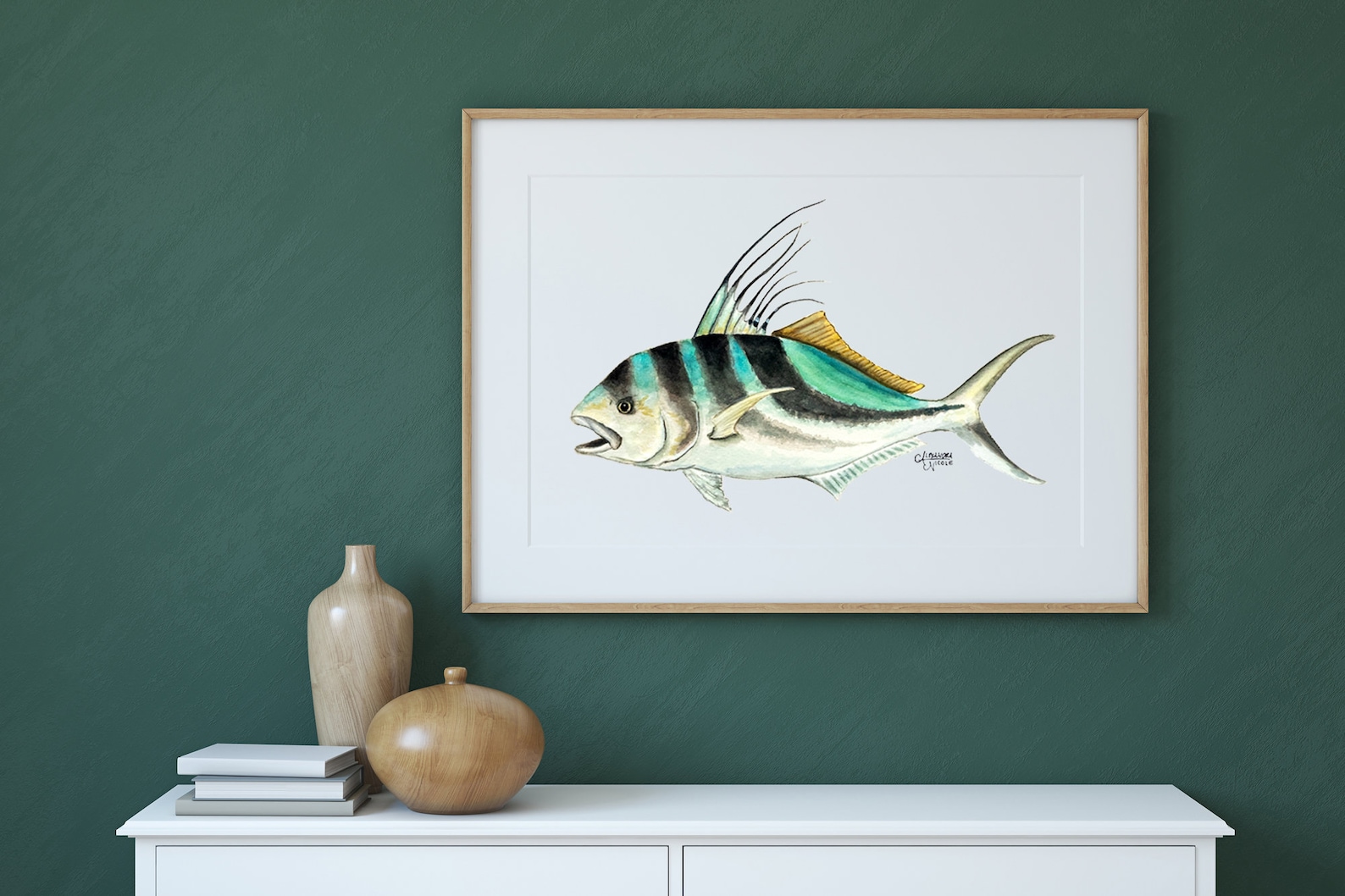 Rooster Fish Watercolor Art Print Fish Wall Decor Fish - Etsy