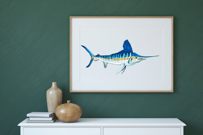 Marlin Wall Art White Marlin Watercolor Art Print Fish - Etsy