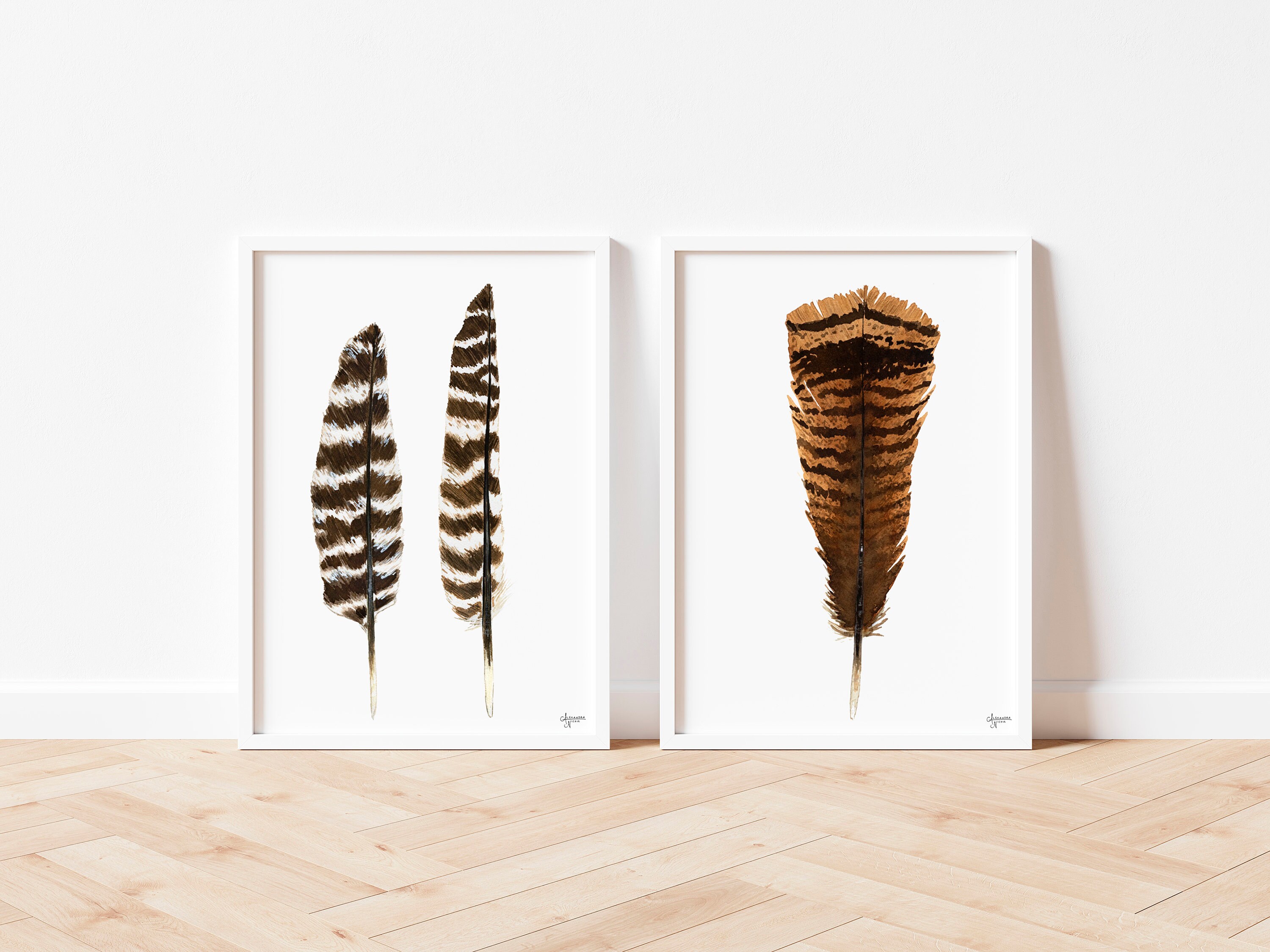 Turkey Art Feather Print Set Eastern Wild Turkey Print Set | Etsy