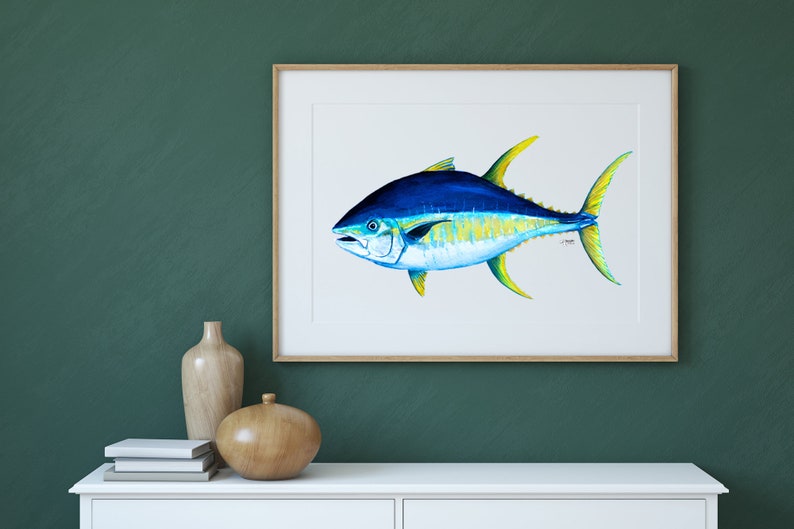 Yellowfin Tuna Watercolor Art Print Fish Wall Decor Fish - Etsy