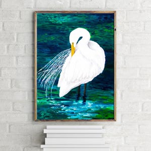 Great Egret Print, Egret Print, Coastal Bird Art, - Etsy
