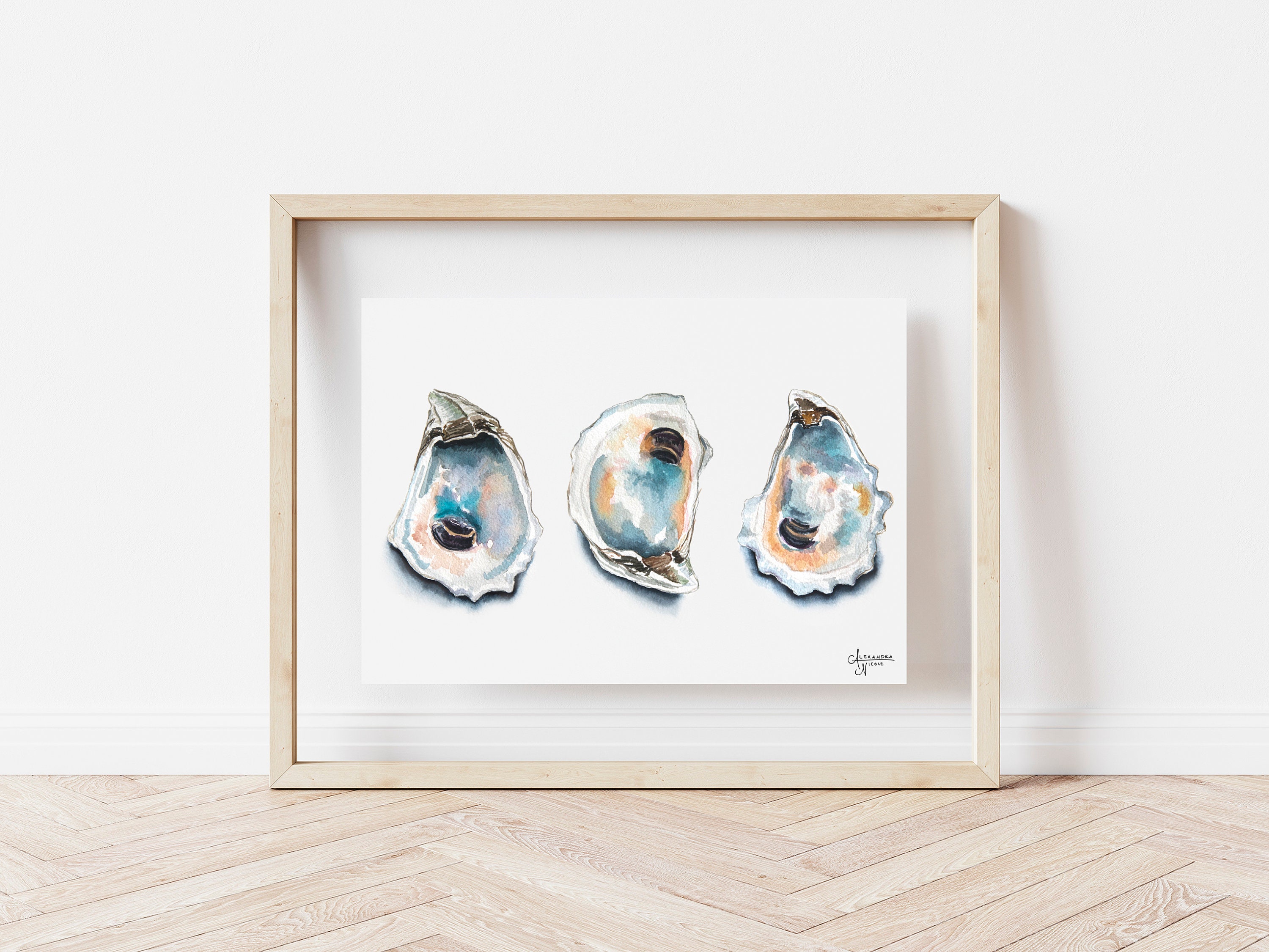 Oyster Artwork Oyster Shell Prints Oyster Watercolor Art - Etsy