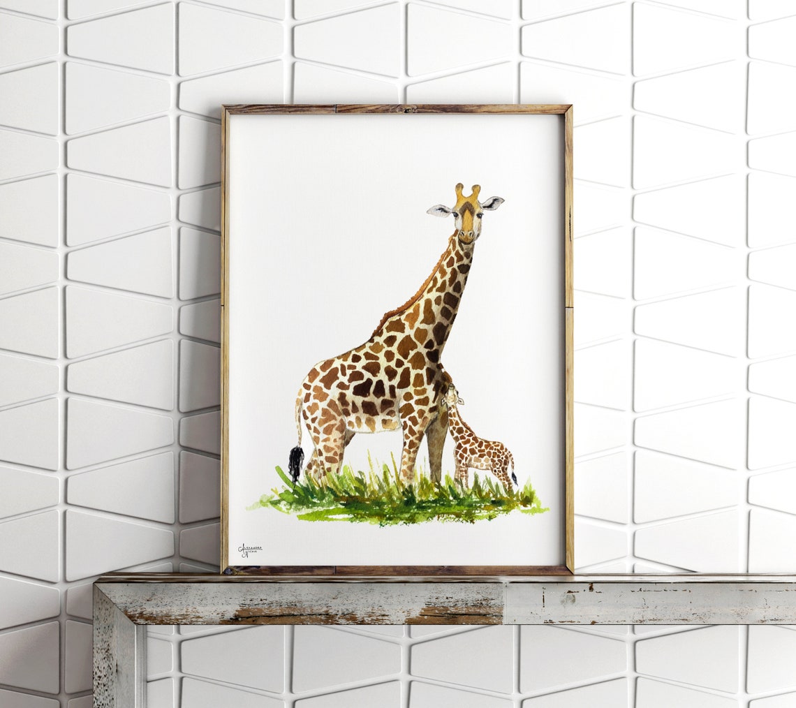 Baby Giraffe Print Baby Animal Print Baby Room Art Giraffe - Etsy