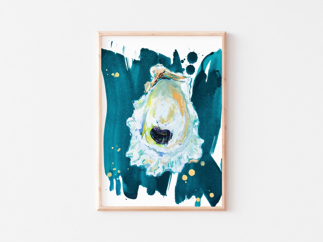 Oyster Shell Print, West Falmouth Oyster, Nautical Print, Watercolor ...