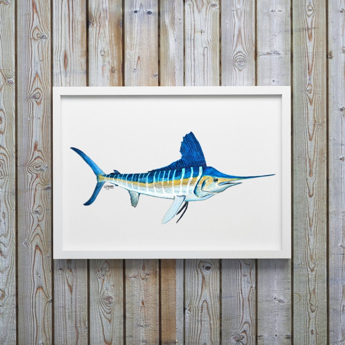 Marlin Wall Art White Marlin Watercolor Art Print Fish - Etsy