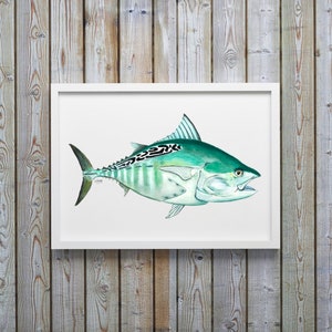 Bonita Watercolor Art Print, Fish Wall Decor, Fish Print, Coastal Art ...