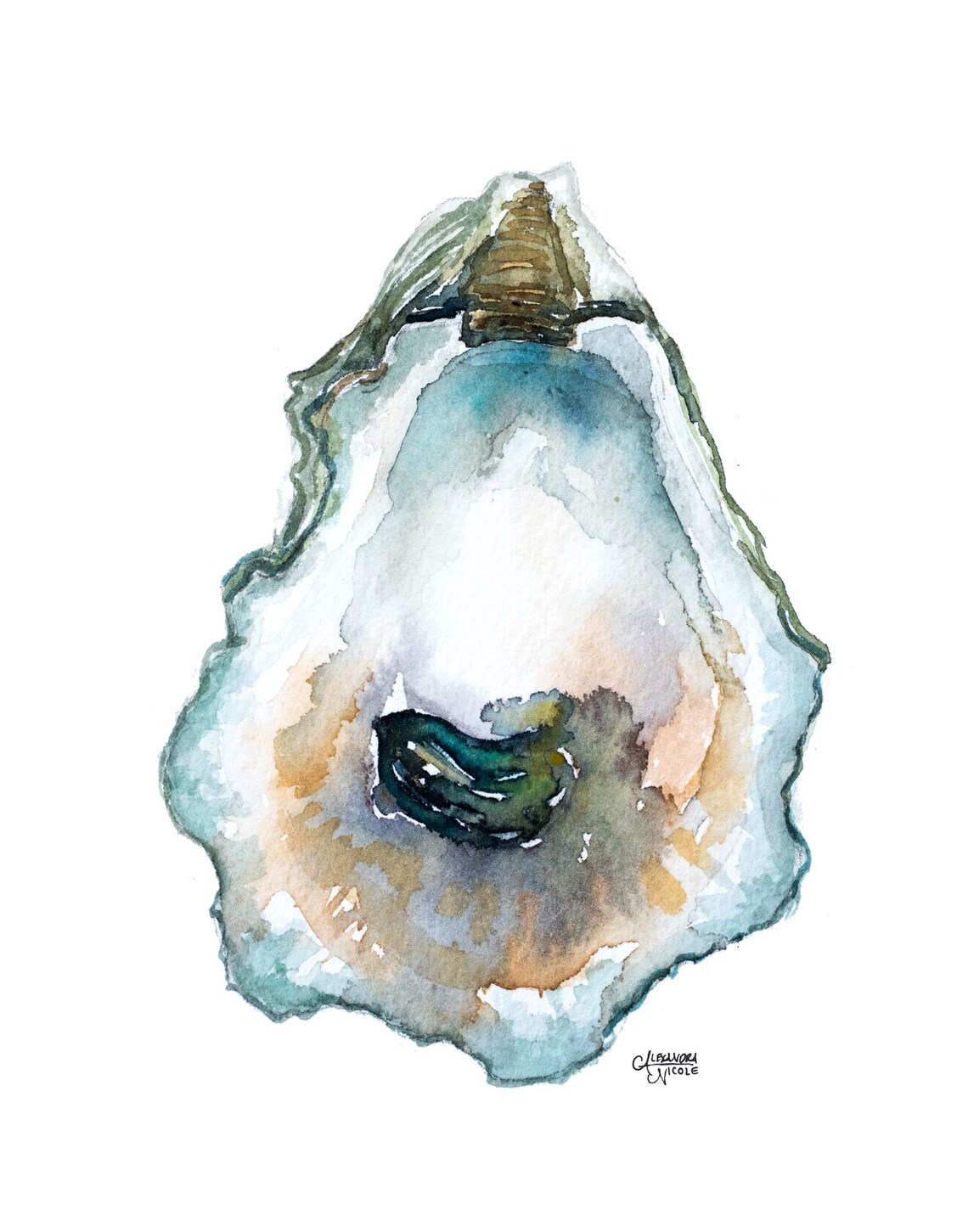 Oyster Painting Shell Print Oyster Art Oyster Shell Print - Etsy