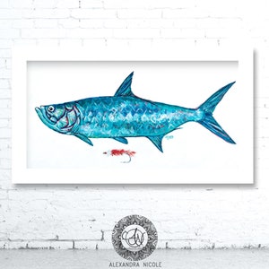 Tarpon Print, Gifts for Him, Fish Print, Blue Fish Print, Fish Painting ...