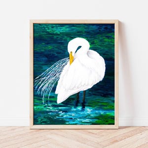 Great Egret Print, Egret Print, Coastal Bird Art, - Etsy