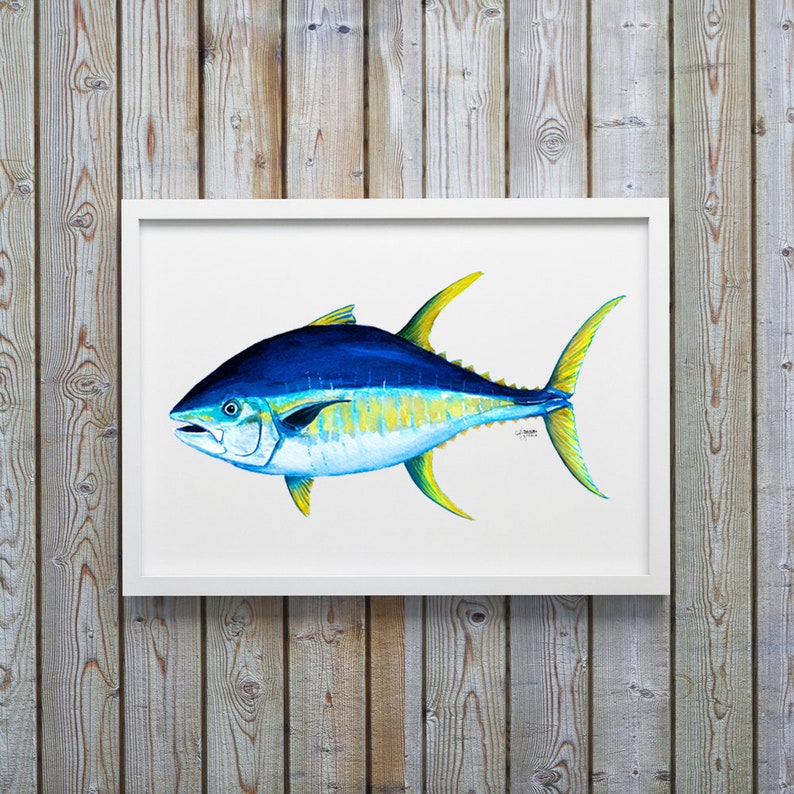 Yellowfin Tuna Watercolor Art Print Fish Wall Decor Fish - Etsy
