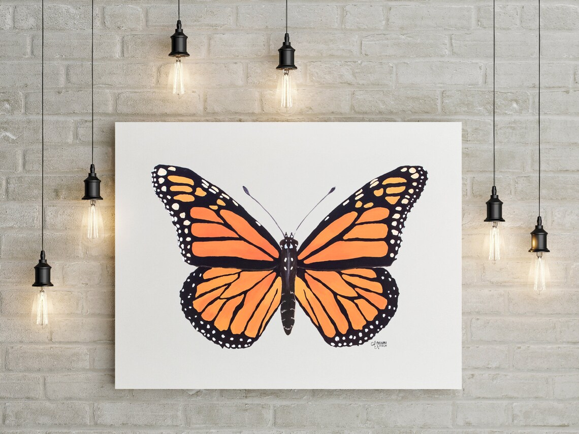 Monarch Butterfly Art Print Nature Art Minimalist Nature | Etsy