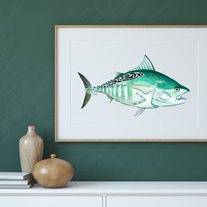 Bonita Watercolor Art Print, Fish Wall Decor, Fish Print, Coastal Art ...