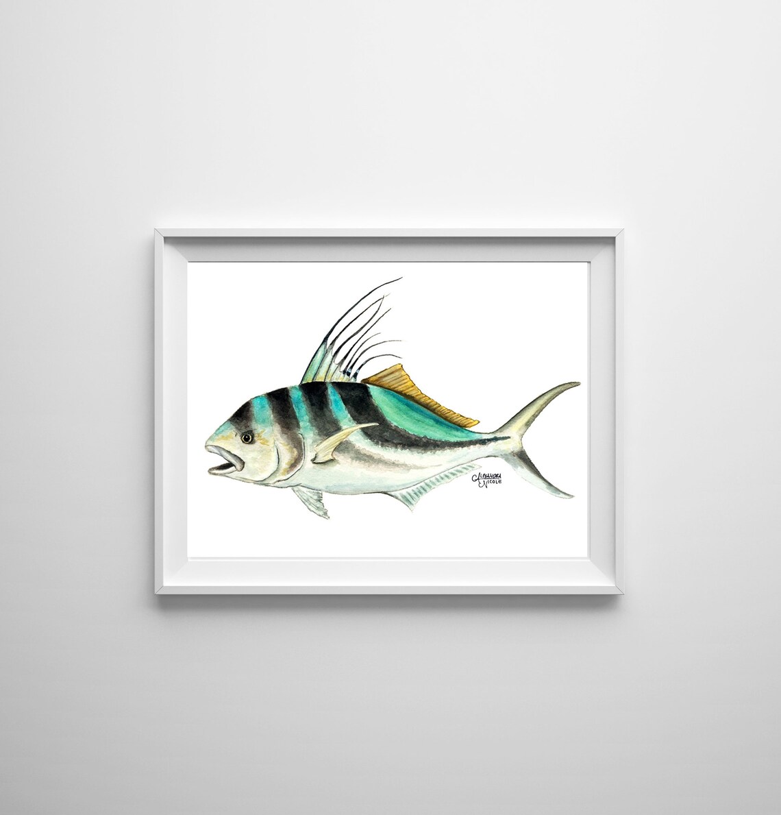 Rooster Fish Watercolor Art Print Fish Wall Decor Fish | Etsy