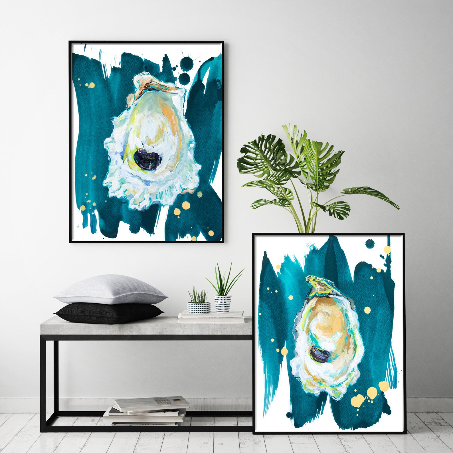 Oyster Prints Modern Coastal Decor Print Set of 2 | Etsy