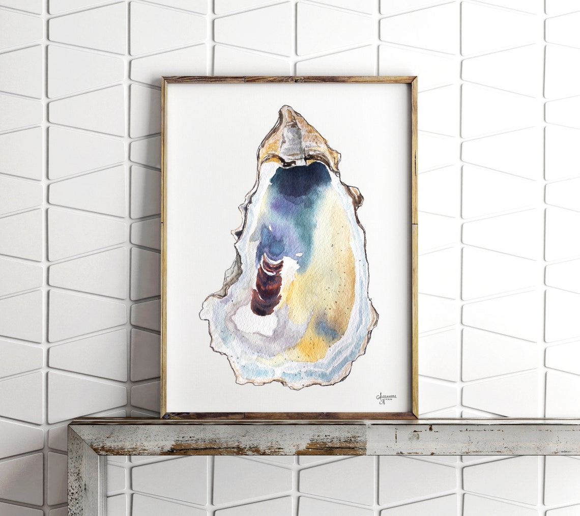 Oyster Painting Alexandra Nicole Shell Print Oyster Art - Etsy
