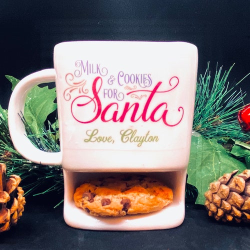 Personalized Santa Cookie Plate and Milk Mug for Kids Santa - Etsy