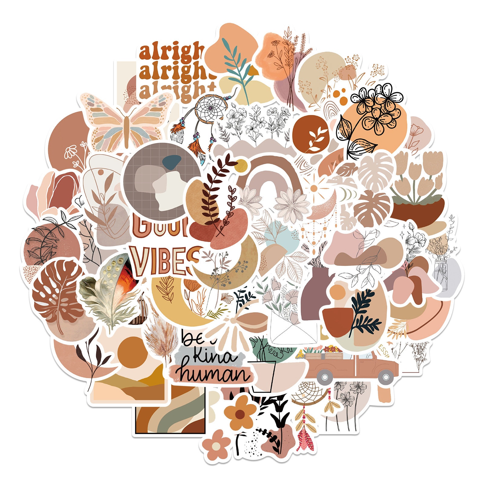 50pcs Boho Stickers Boho Sticker Pack Aesthetic Bohemian - Etsy