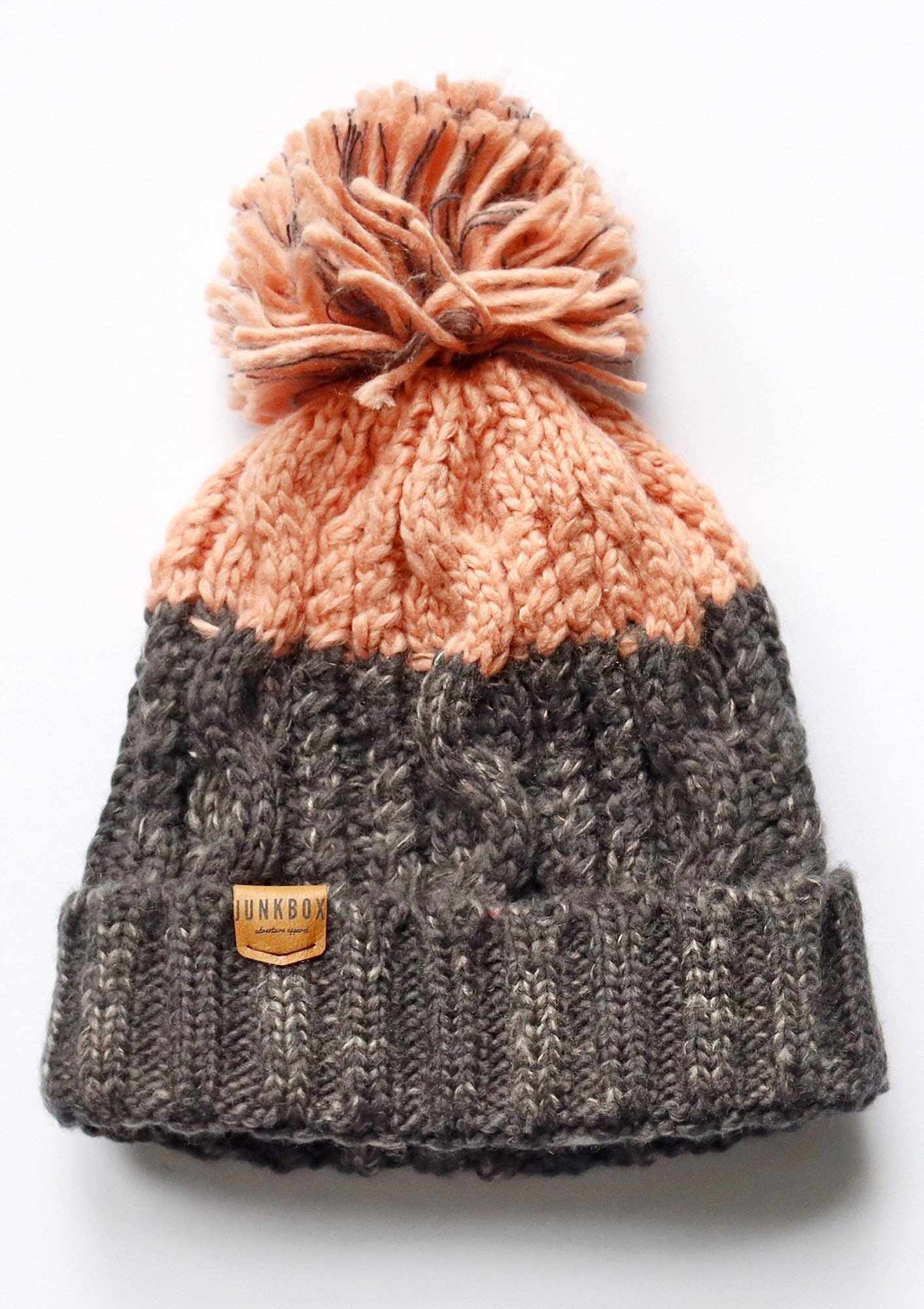 Adventurer Pom Bobble Hat in Grey & Pink Woolly Hat Bobble - Etsy UK