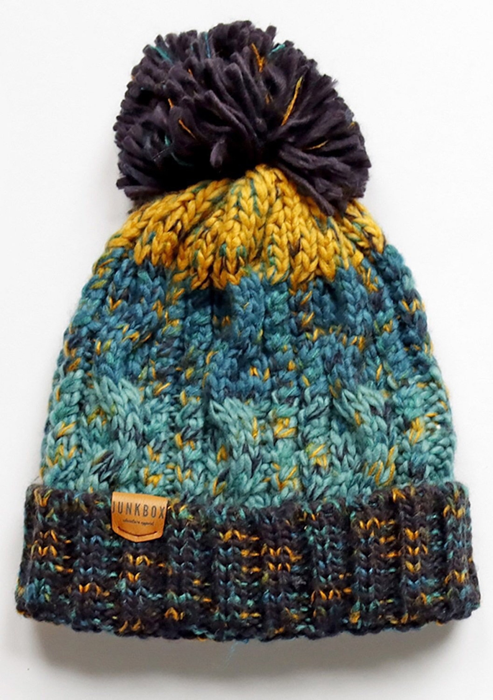Explorer Pom Bobble Hat in Blue & Yellow Woolly Hat Bobble - Etsy