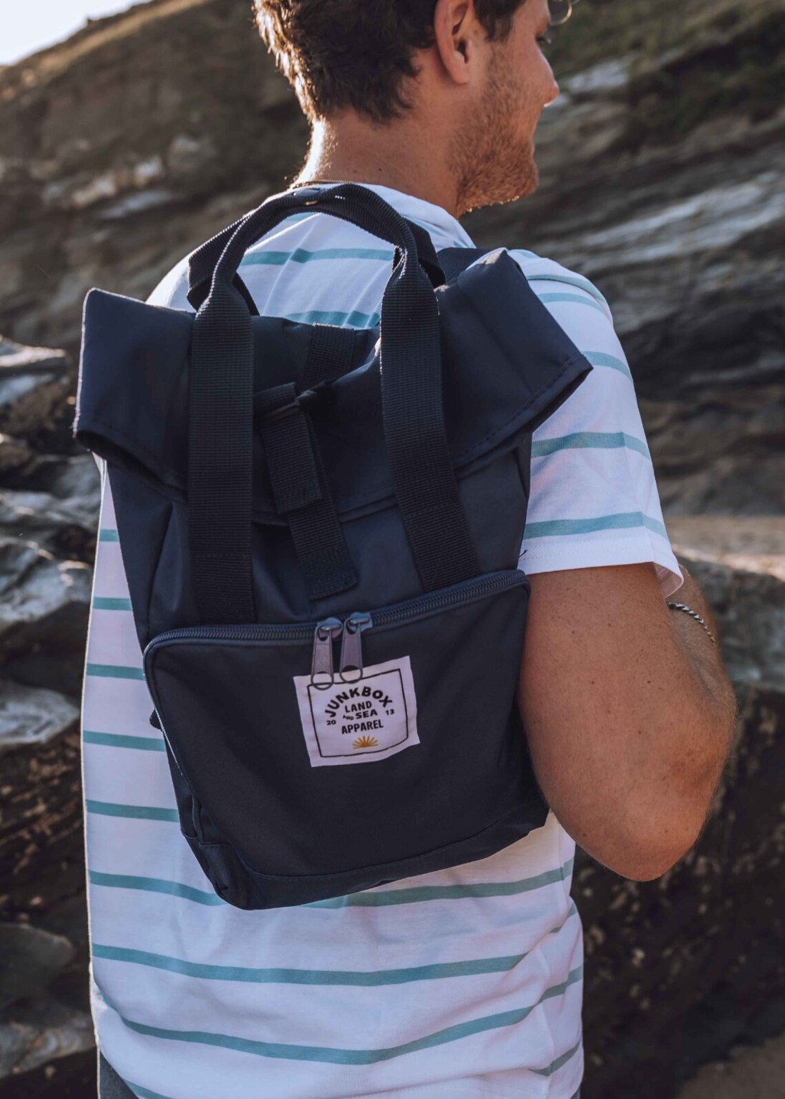 Mini Navy Recycled Roll-top Backpack: 9L Travel Bag - Etsy