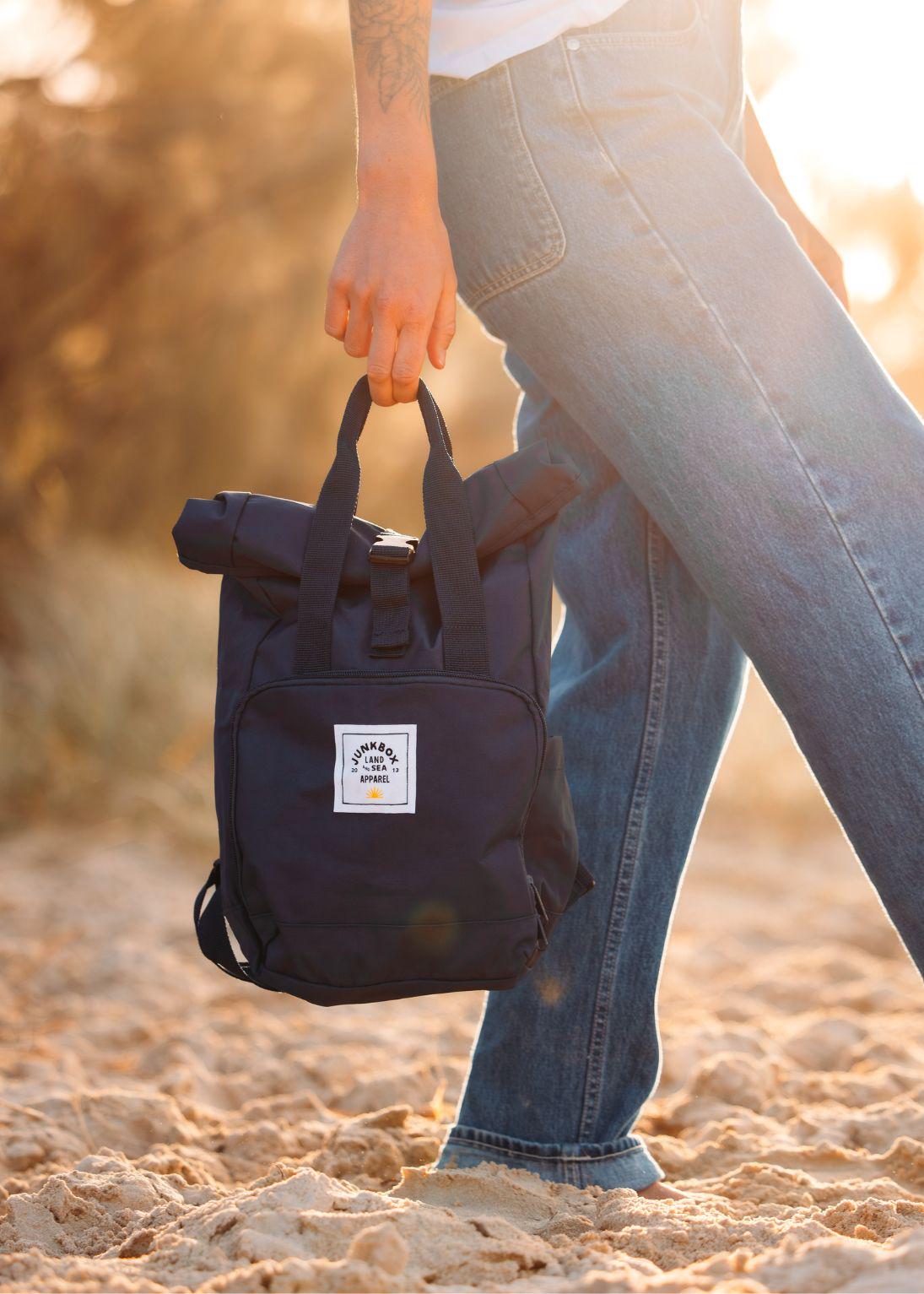 Mini Navy Recycled Roll-top Backpack: 9L Travel Bag - Etsy