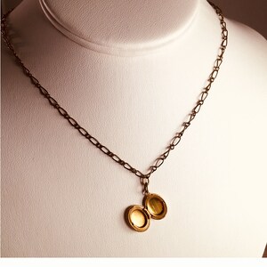 Tiny Locket Vintage Brass Keepsake Necklace. Dainty Photo Locket. Small ...