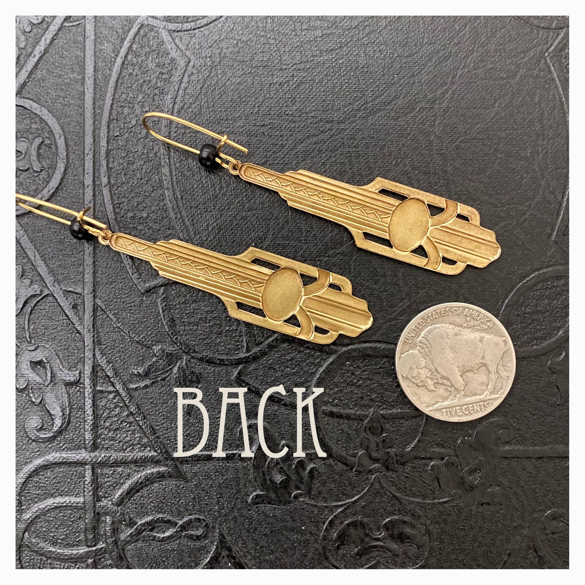 Gold Art Deco Earrings. Vintage Style Flapper Earrings. Roaring 1920's ...