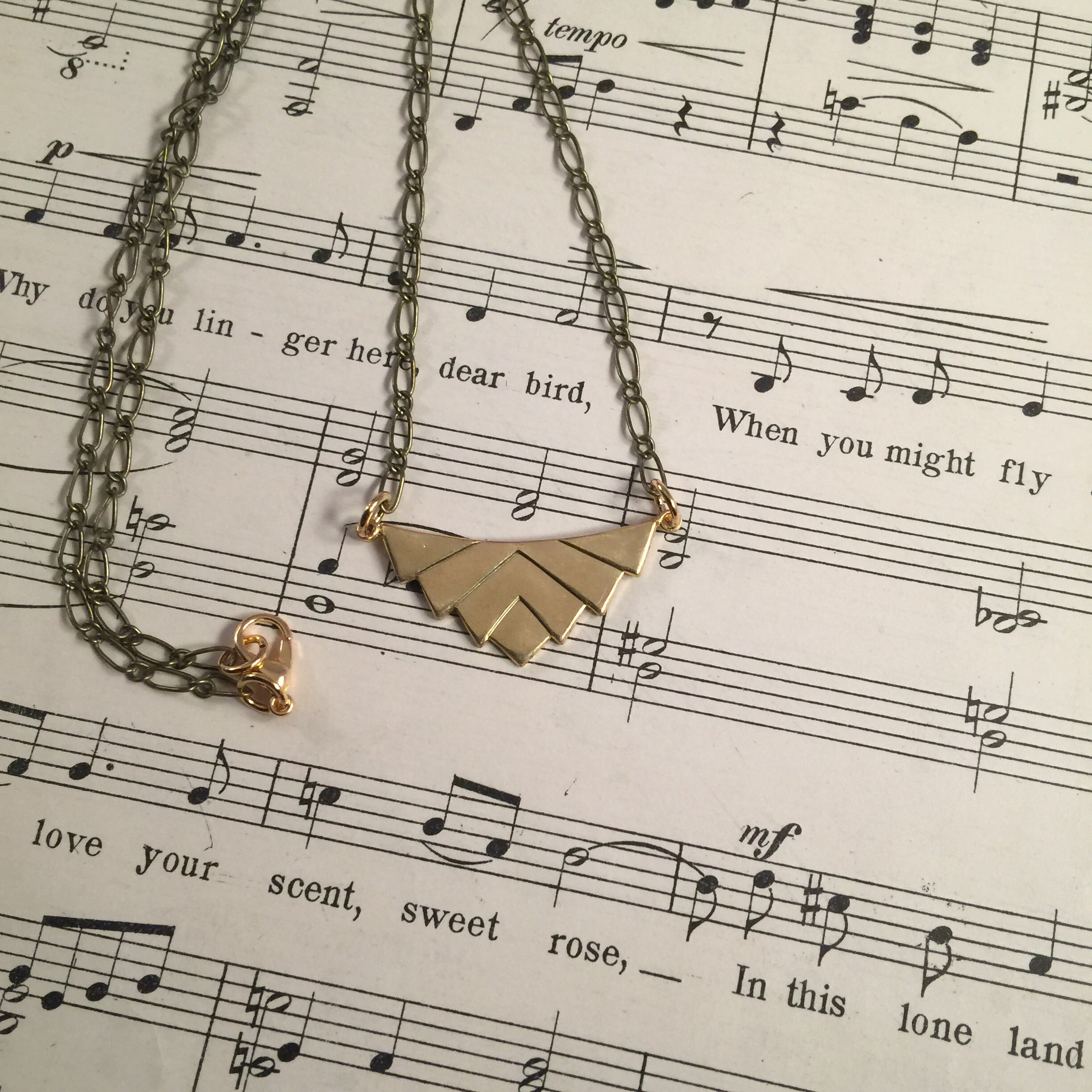 Collier Art Déco en Or. Collier Art Déco avec chaîne en laiton - Etsy ...