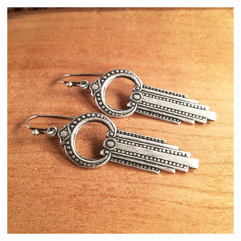 Silver Art Deco Earrings. 1920's Flapper Style Earrings. Vintage Silver ...