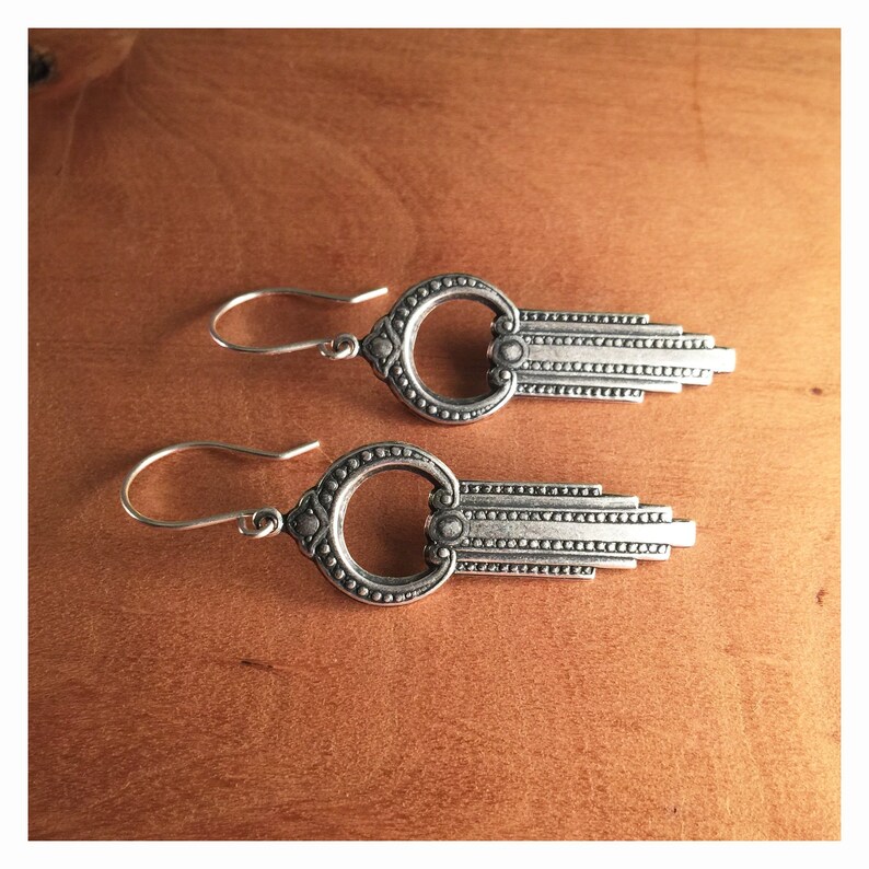 Silver Art Deco Earrings. 1920's Flapper Style Earrings. Vintage Silver ...