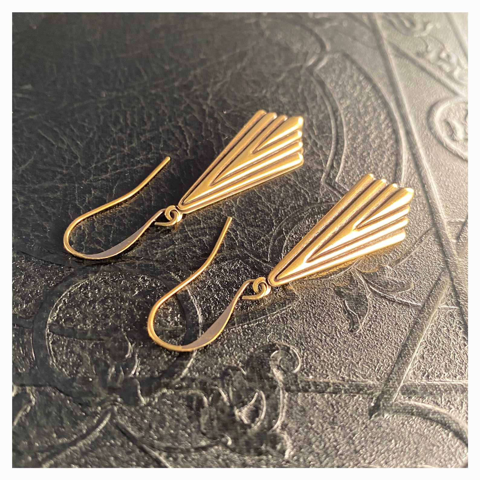 Art Deco earrings. Vintage gold flapper earrings. Vintage gold | Etsy