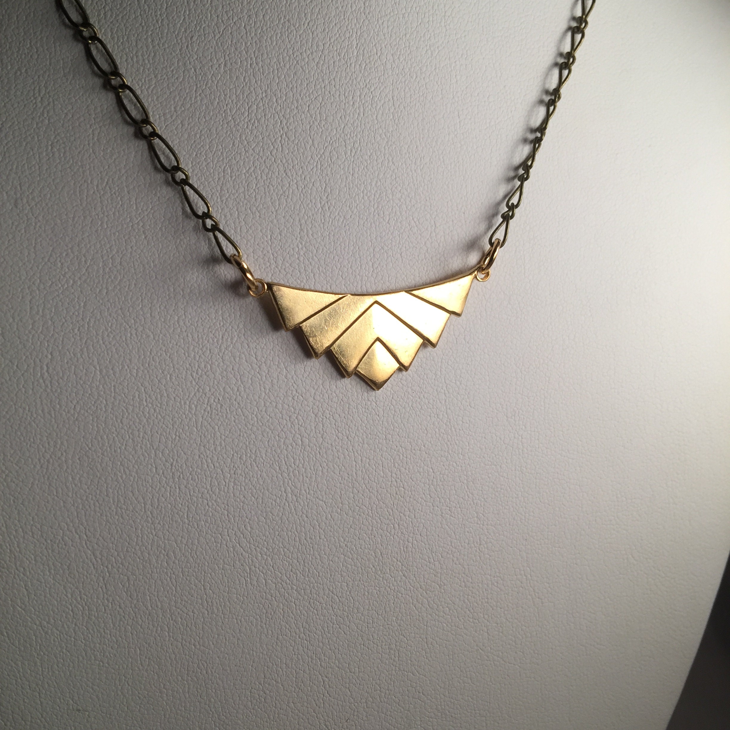 Collier Art Déco en Or. Collier Art Déco avec chaîne en laiton - Etsy ...