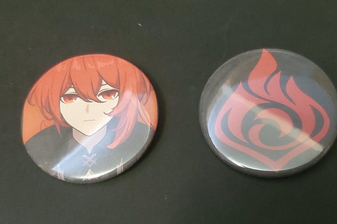 Genshin Impact Diluc and Pyro Element Button Set - Etsy