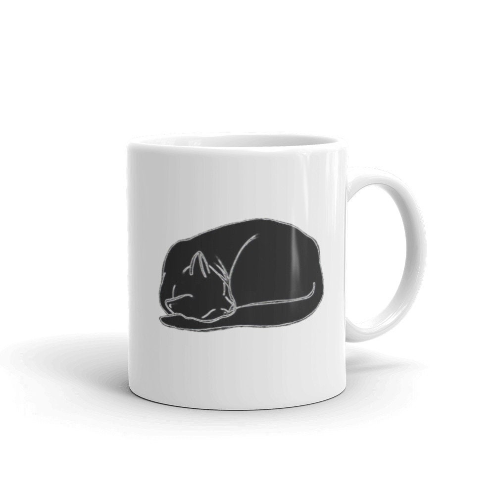 Black Cat Naptime Sleeping Cat Ceramic Coffee Mug Original Design - Etsy