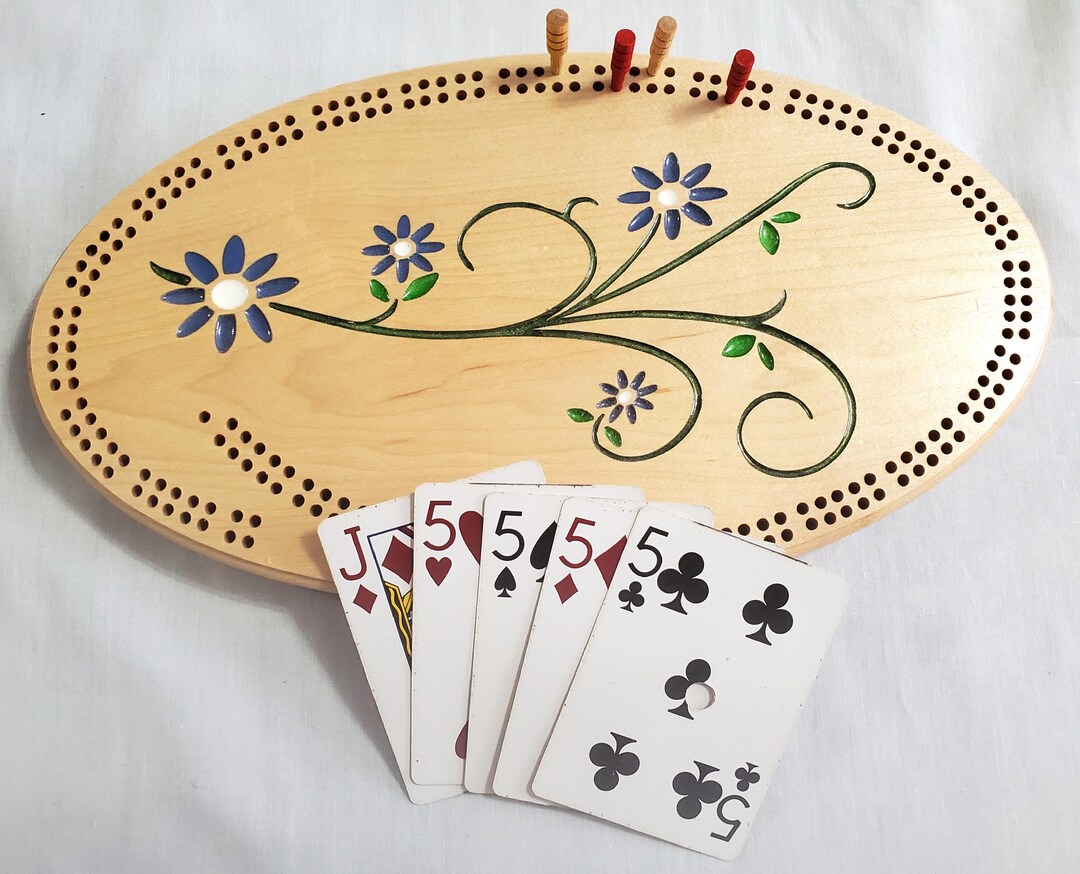 Cribbage Board for Women With Beautiful Blue Flowers. the Perfect Gift ...
