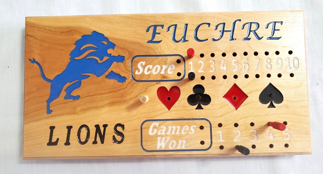 Lions Euchre Scoreboard – Fun Game Night- Love That Honolulu Blue. Wood ...