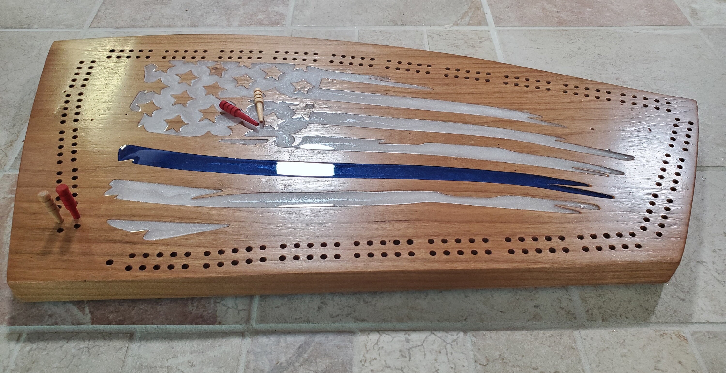 Cribbage Board, 2 Player Cribbage Board, Thin Blue Line American Flag ...