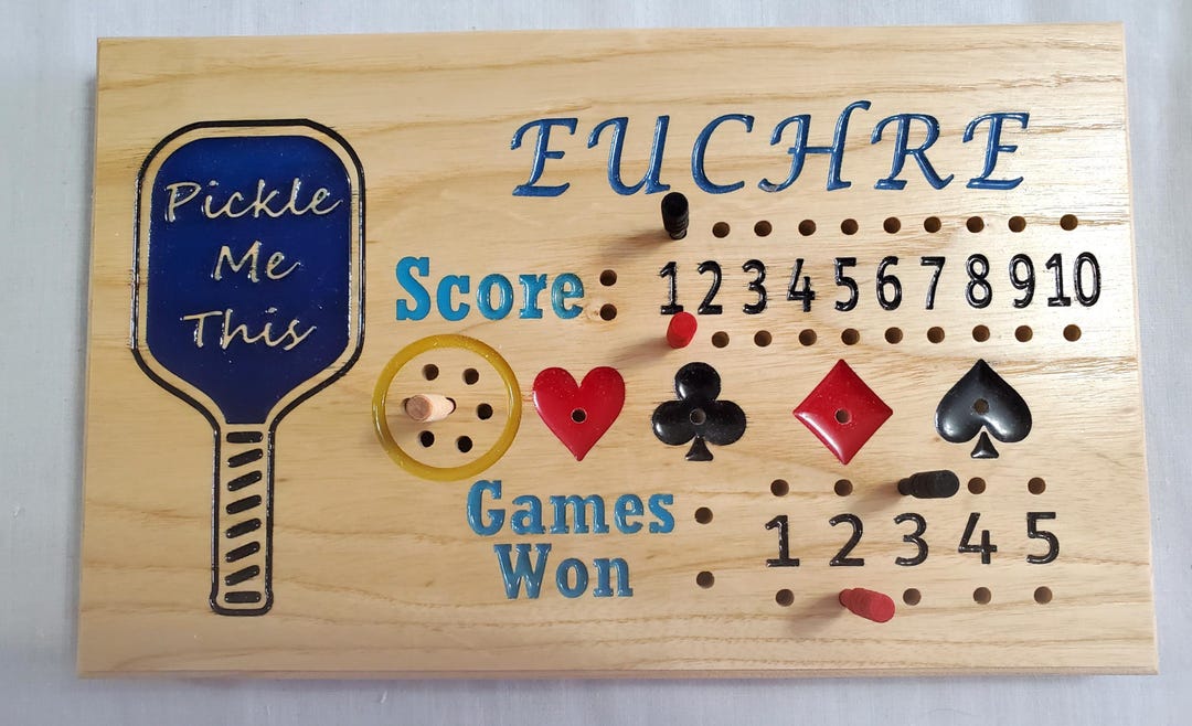 Blue Pickle Ball Euchre Game Board With Scoring Pegs. Great Gift Idea. Take Your Euchre Game to ...