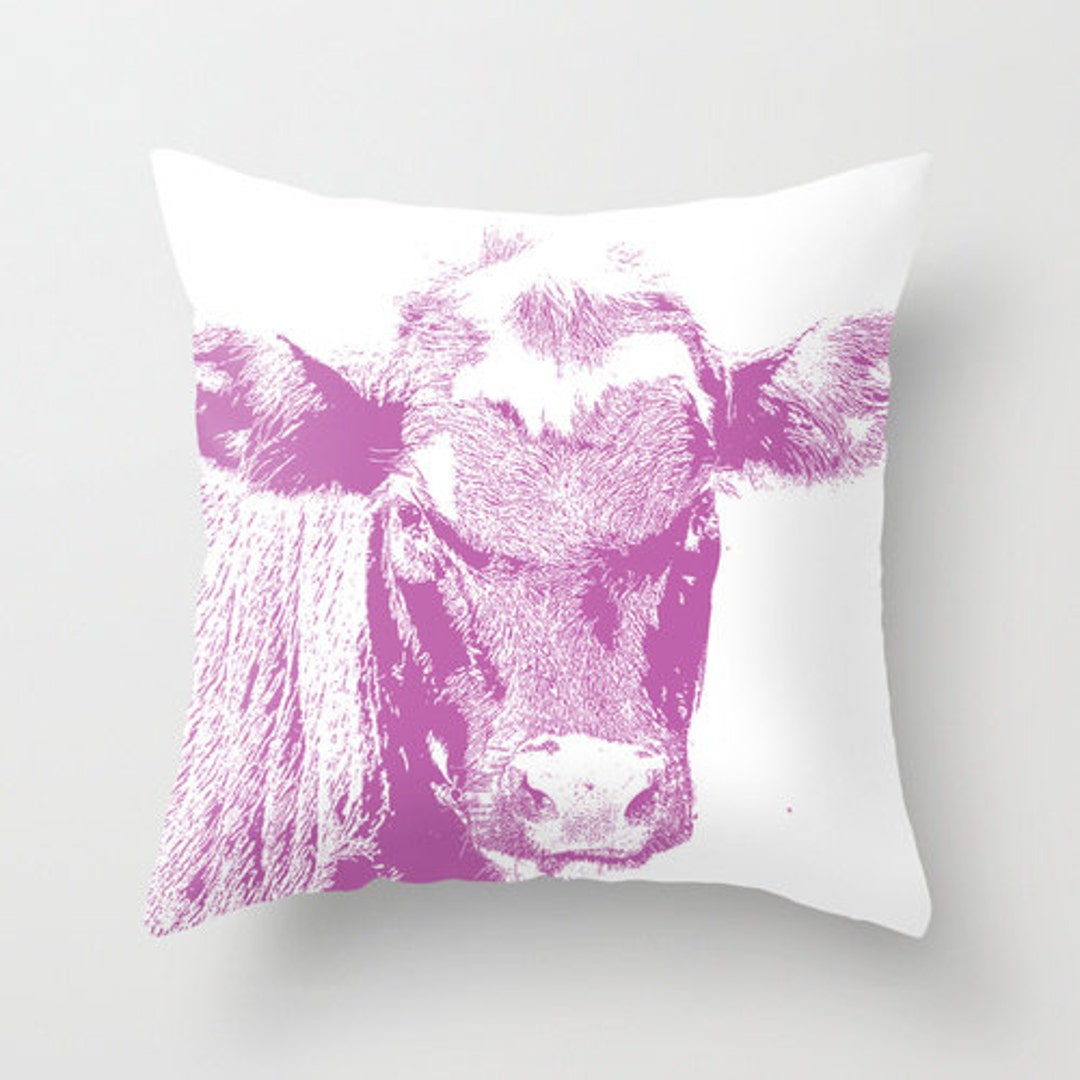 Pink Cow, Pillow or Cover Home Decoration, Rustic, Farm, Pink,white ...