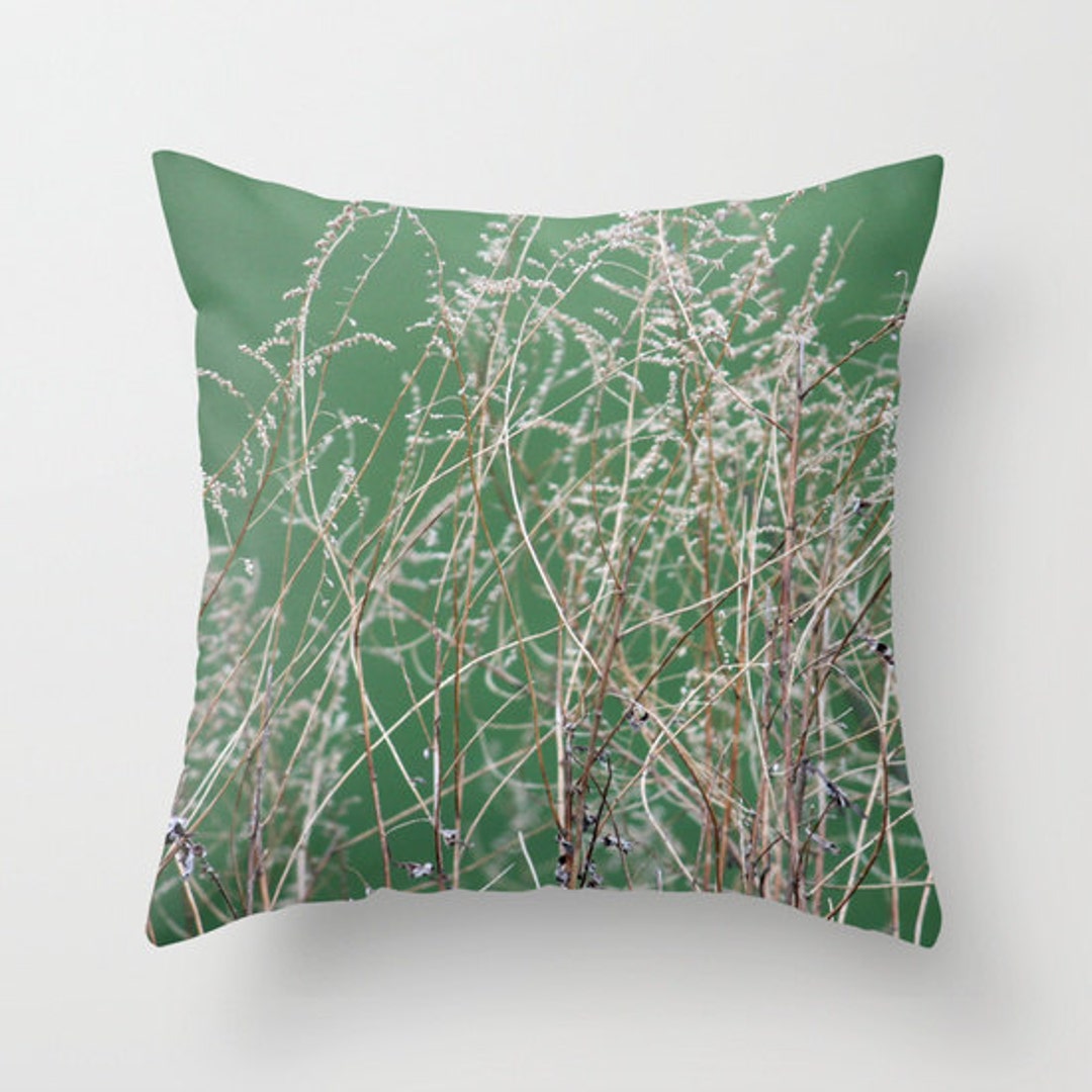 Dry Summer Grass Pillow - Fall Decor in Brown & Green, Botanical Home ...