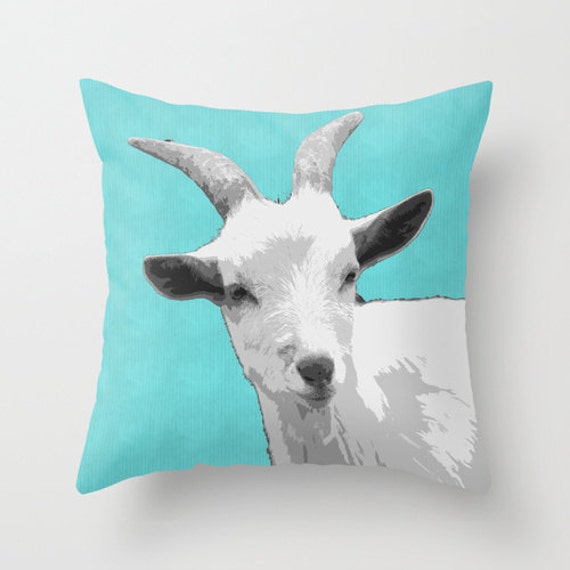 Goat Cyan Pillow or Cover Home Decoration Rusticfarm - Etsy