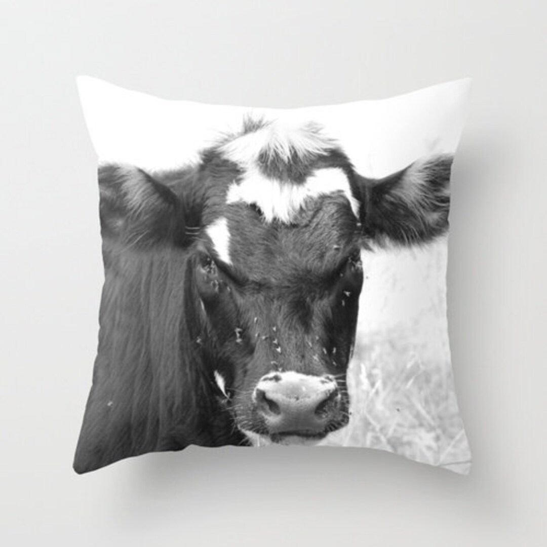 Black and White Cow, Pillow or Cover Home Decoration, Rustic, Farm ...
