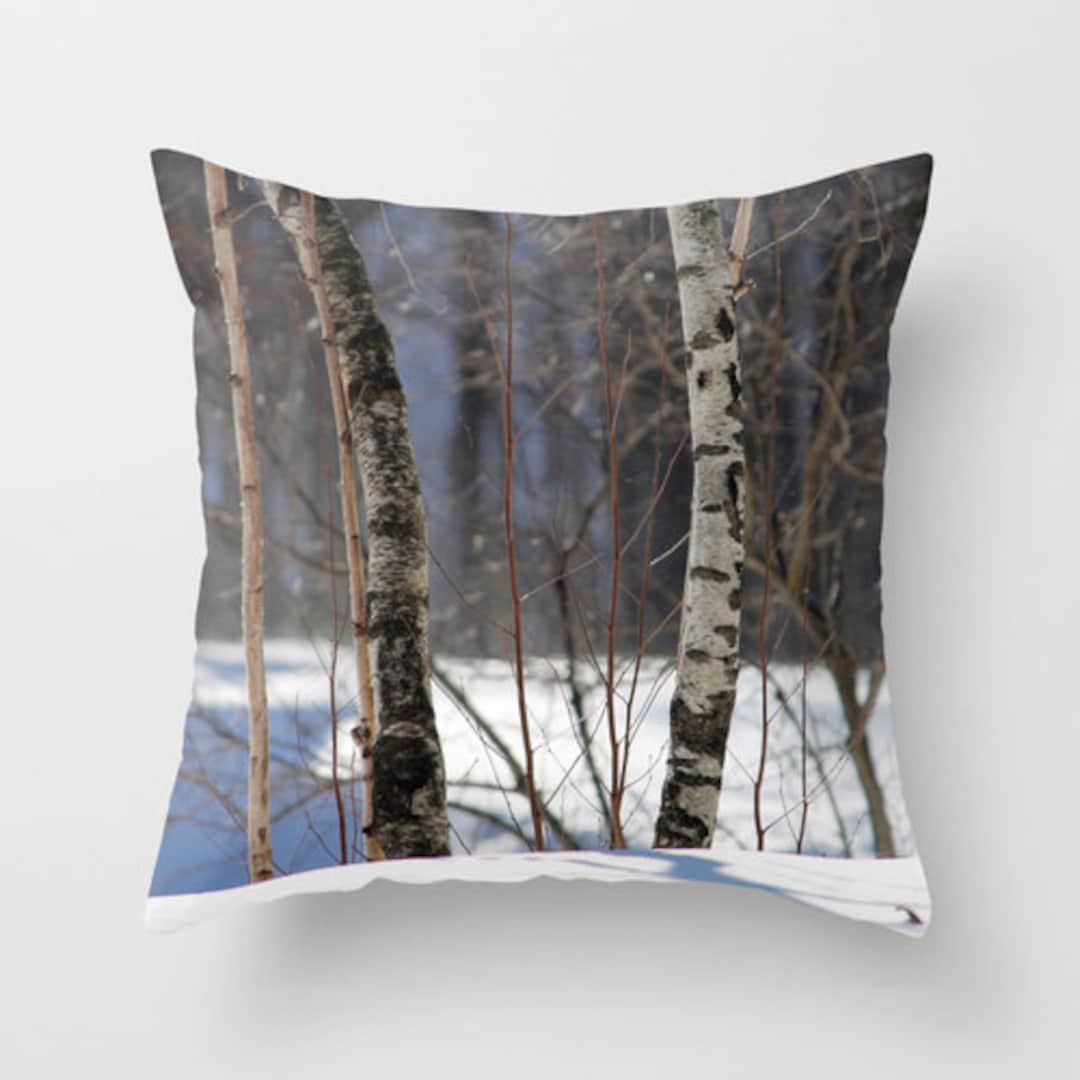 Birch Trees in Snow, Pillow or Cover Home Decor,winter Decor Interior ...
