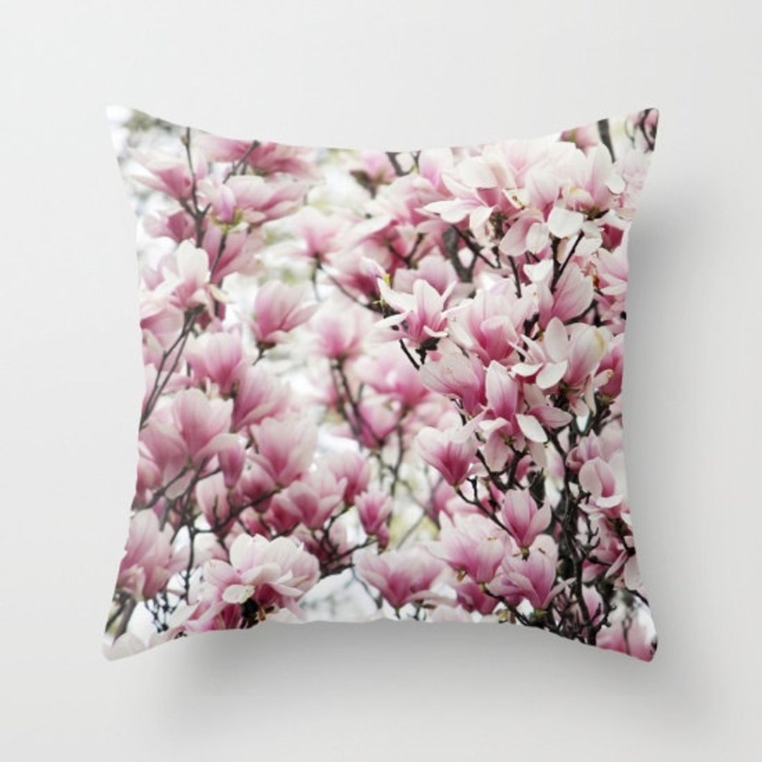 Magnolia, Pillow Home Decoration, Flowering Tree,pink,white,black ...