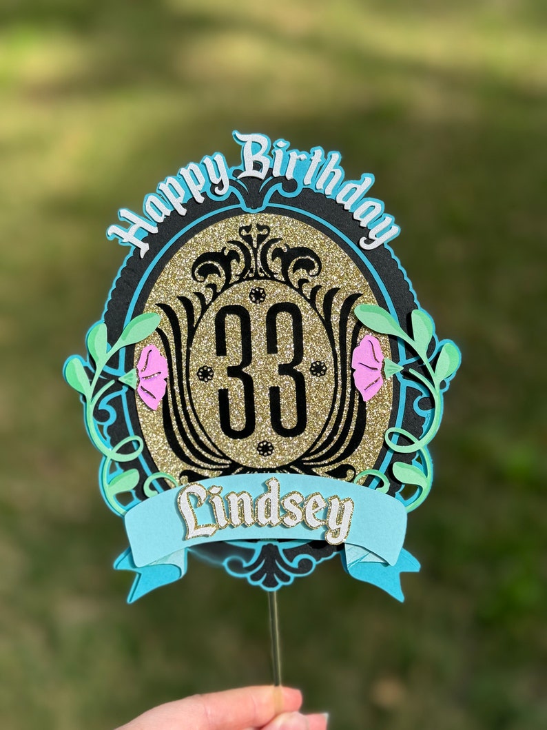 Club 33 Disneyland Birthday Cake Topper - Art Nouveau Glitter Floral ...