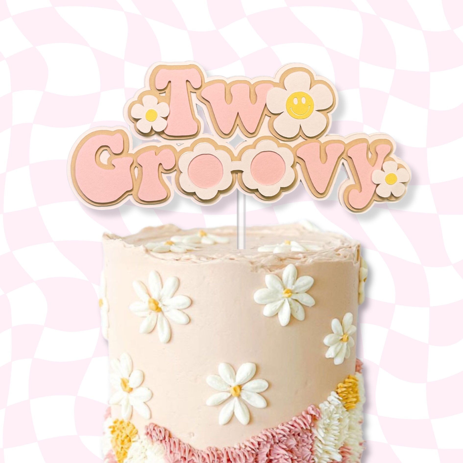 Two Groovy 3D Cake Topper Hippie Birthday Party Cake - Etsy