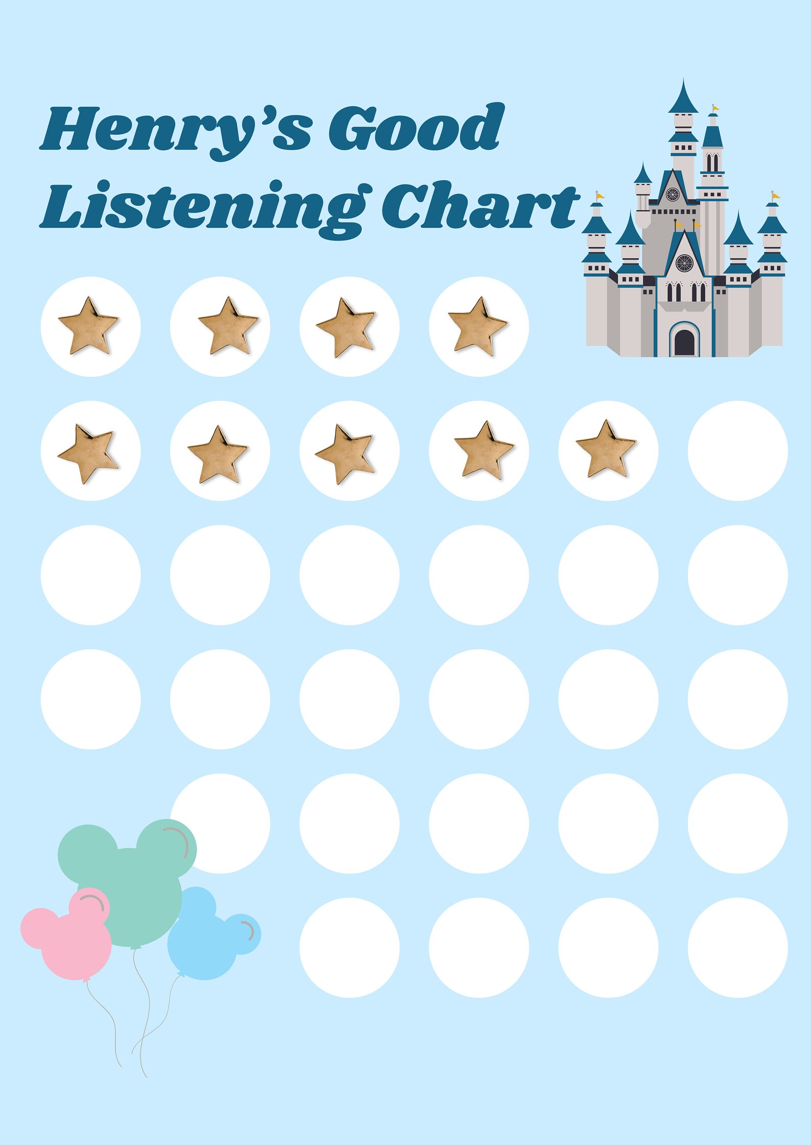 Castle Kids Reward Sticker Chart for Behavior, Chores, Potty Custom ...