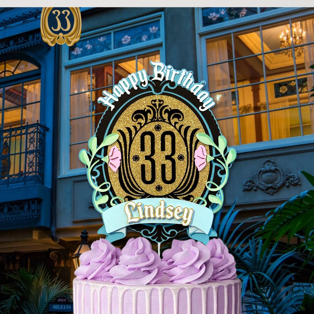 Club 33 Disneyland Birthday Cake Topper - Art Nouveau Glitter Floral ...