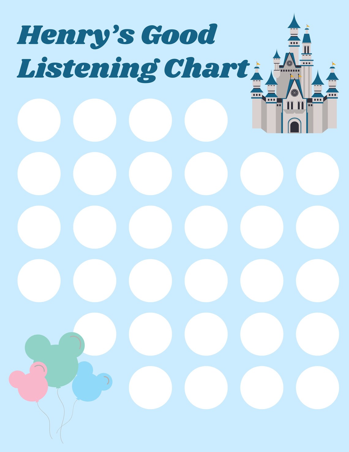Castle Kids Reward Sticker Chart for Behavior, Chores, Potty Custom ...